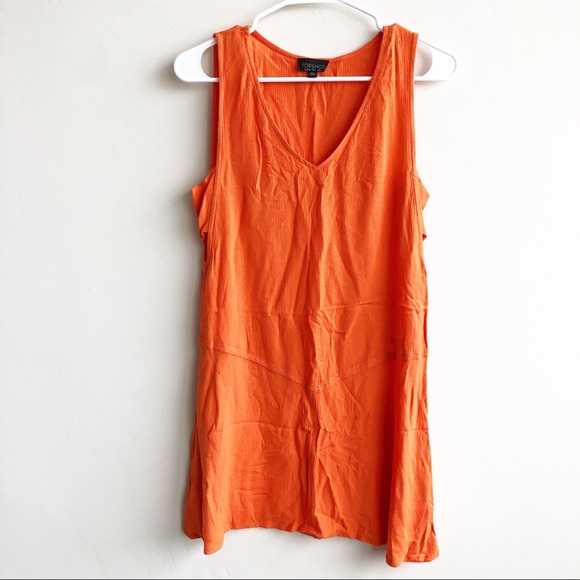 Topshop | Tops | Topshop Orange V Neck Tank Side Cut Outs | Poshmark